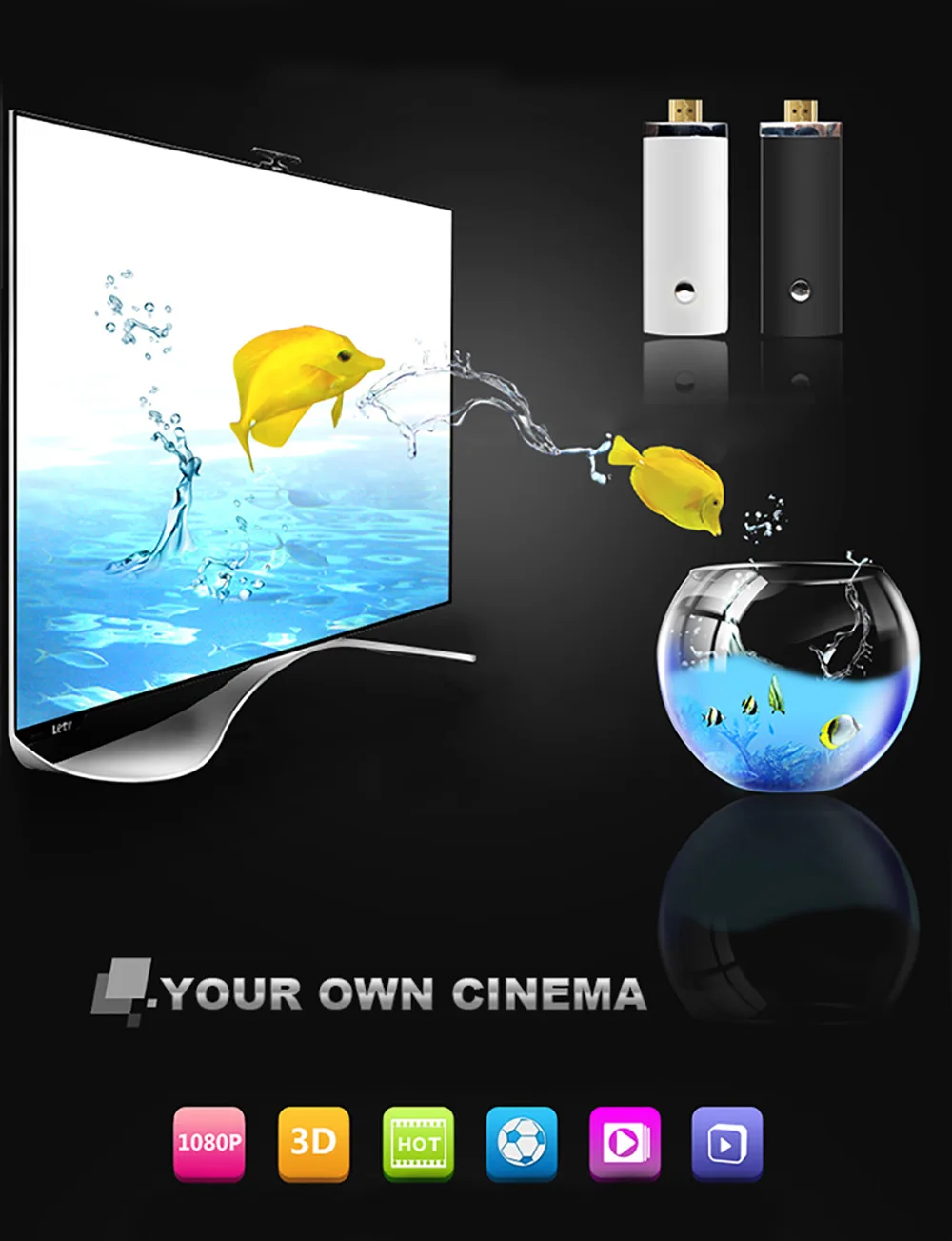 HFLY Dongle2 2.4G WIFI HDMI Receiver display Mirascreen media streaming ...