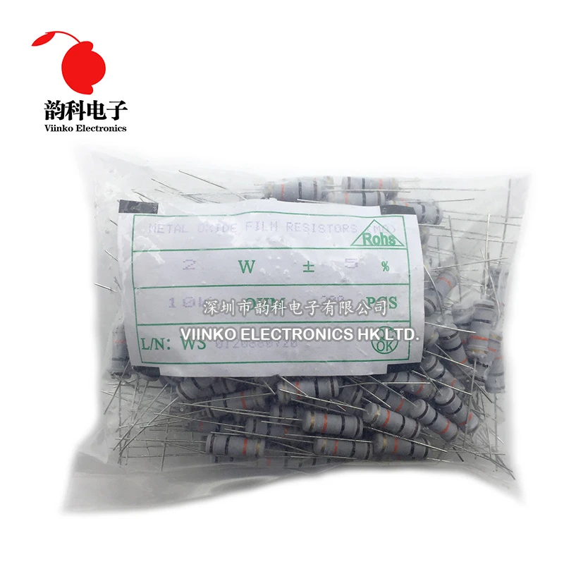 200pcs 2w Metal Oxide Film Resistor 5% 1r ~ 10m 100r 220r 330r 1k 2.2k 3.3k 4.7k 10k 22k 47k ...
