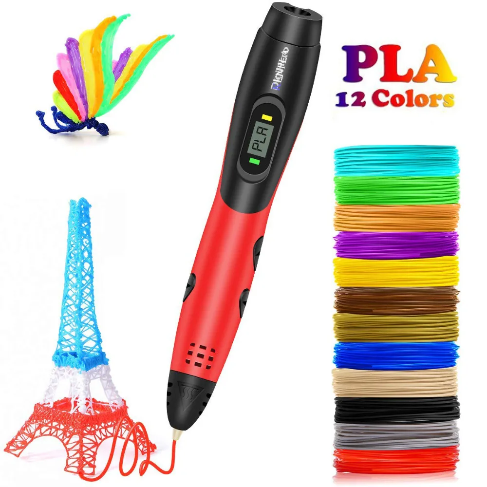 3D Pen with LCD Screen 3D Drawing Pen 1.75mm PLA Filament Pack 12 ...