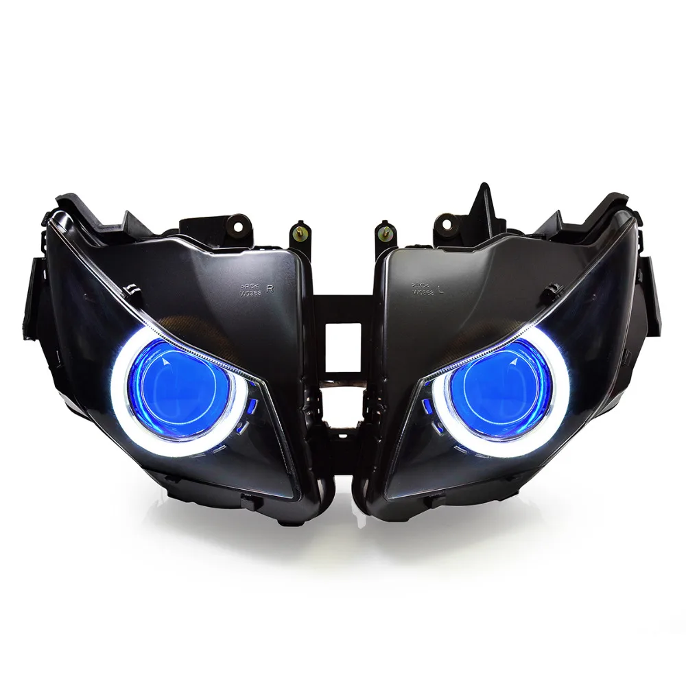 KT Headlight for Honda CBR1000RR 2012 2016 LED Angel Eye Blue Demon Eye ...