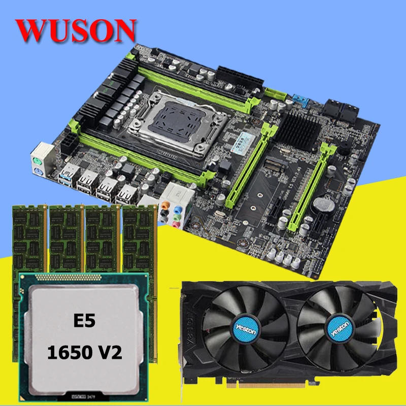 HUANAN V2.49 X79 motherboard CPU RAM combos with video card RX460 4G ...