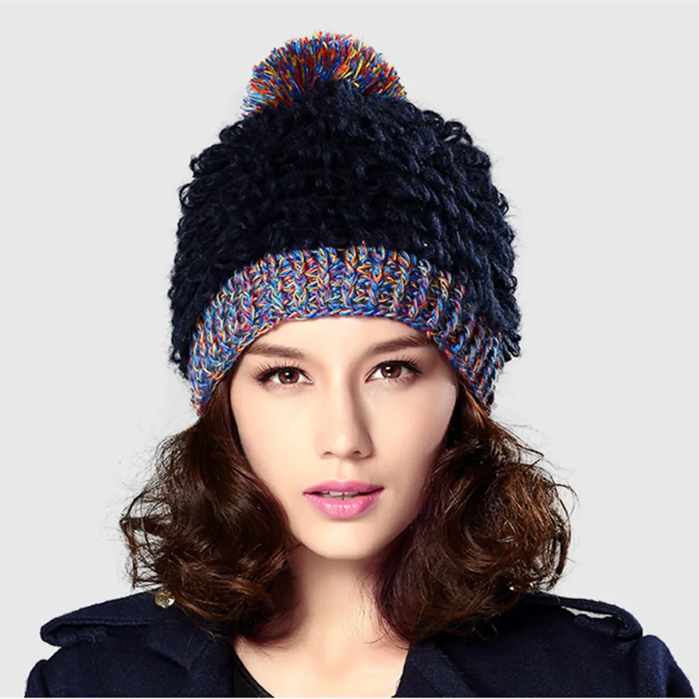 Kenmont Winter Women Fashion Hand Knit Acrylic Warm Ski Hat Beanie Cap ...