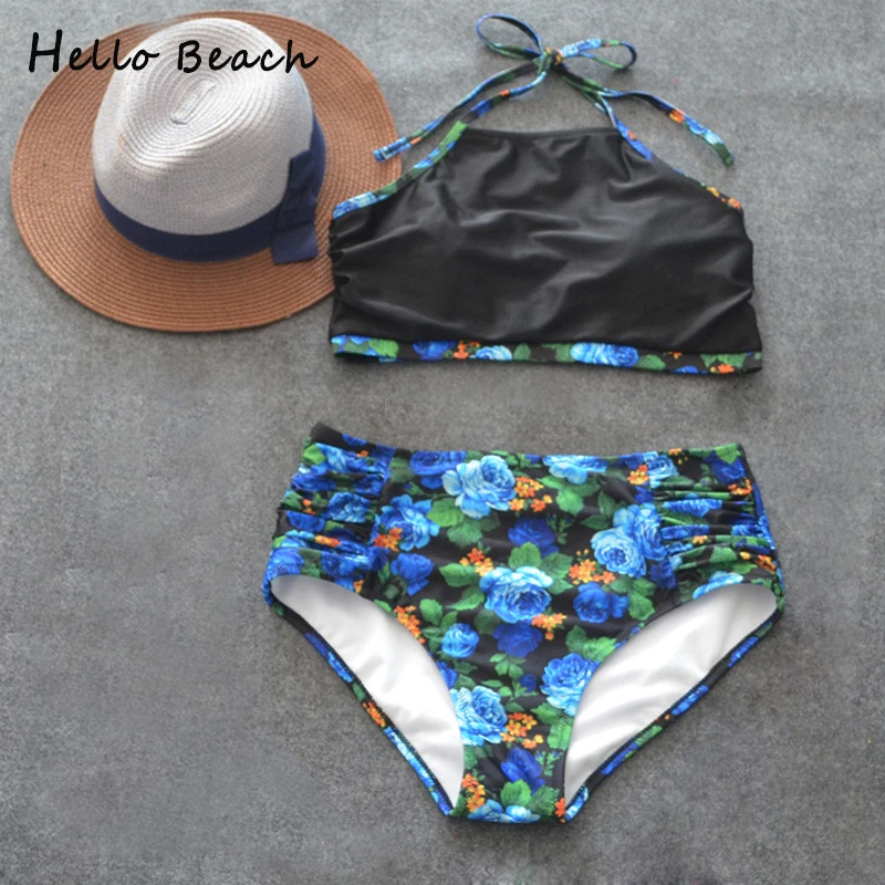 HELLO BEACH Bikinis Women 2018 High Neck Swimsuits Push Up Biquini Sexy ...
