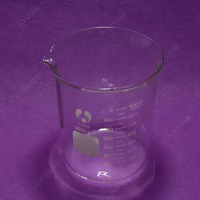 Béquer de vidro de laboratório de 1000ml (1l), boca larga, material ...