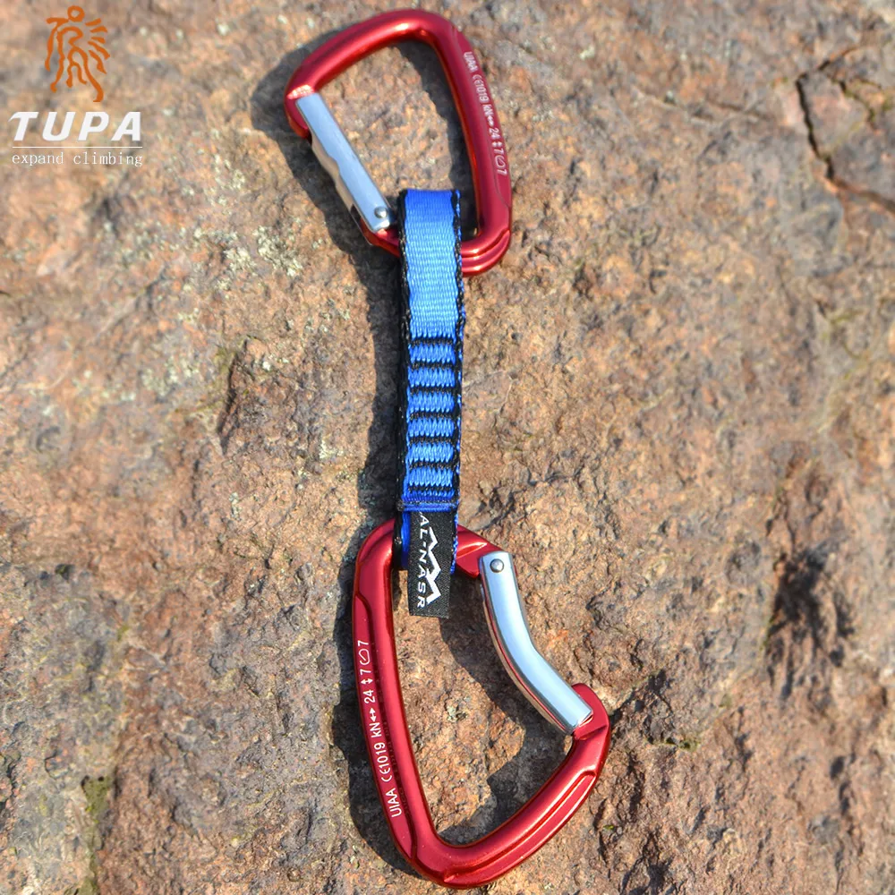 Sling Carabiner Quickdraw Rock Ice Climbing Mountaineering Lock 24KN ...