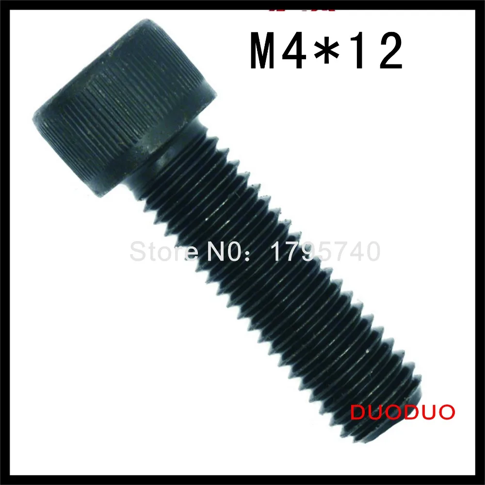 50pc DIN912 M4 x 12 Grade 12.9 Alloy Steel Screw Black Full Thread ...