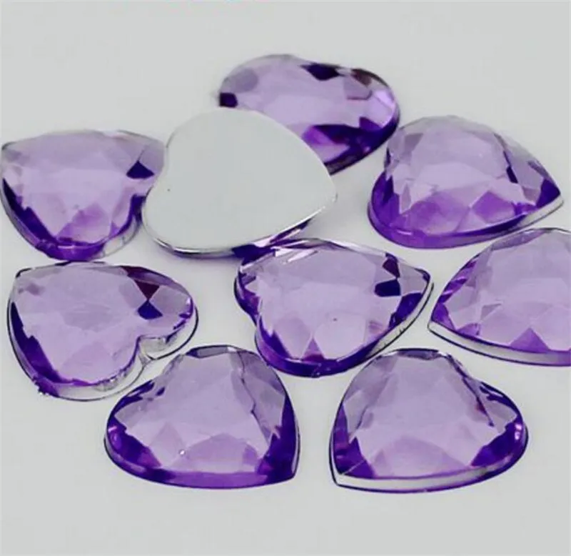 4 30MM DIY Bling Lt Purple Color Heart Shape Acrylic Rhinestones ...