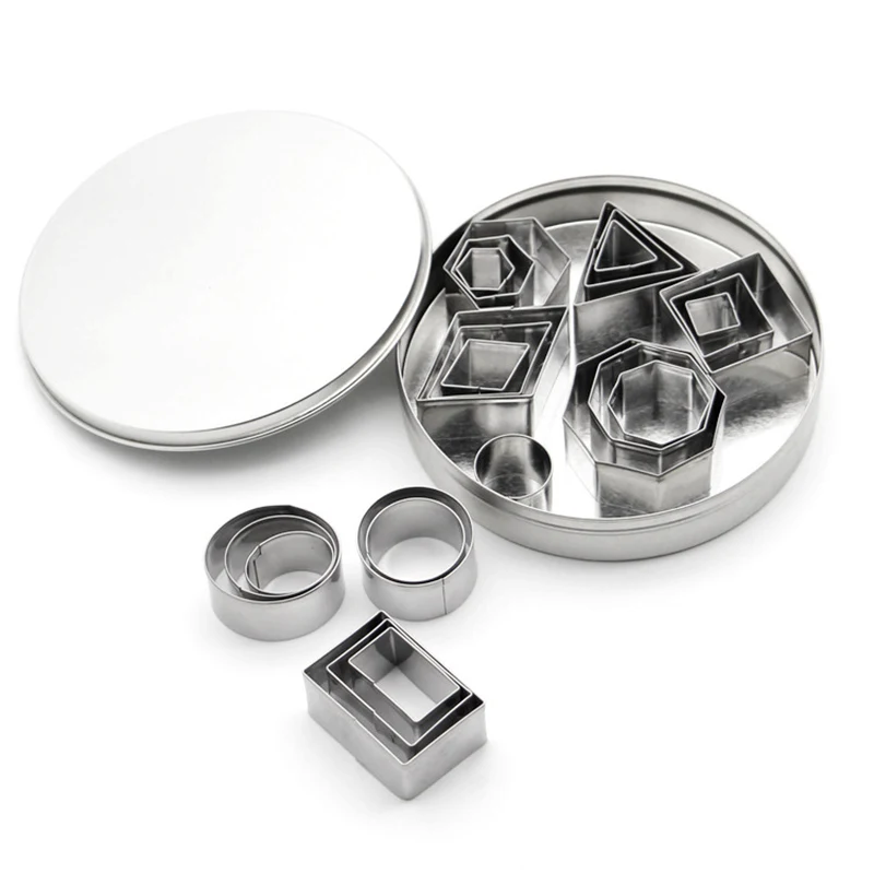 24pcs/set Stainless Steel Cookie Cutter Mold Round Square Geometric ...