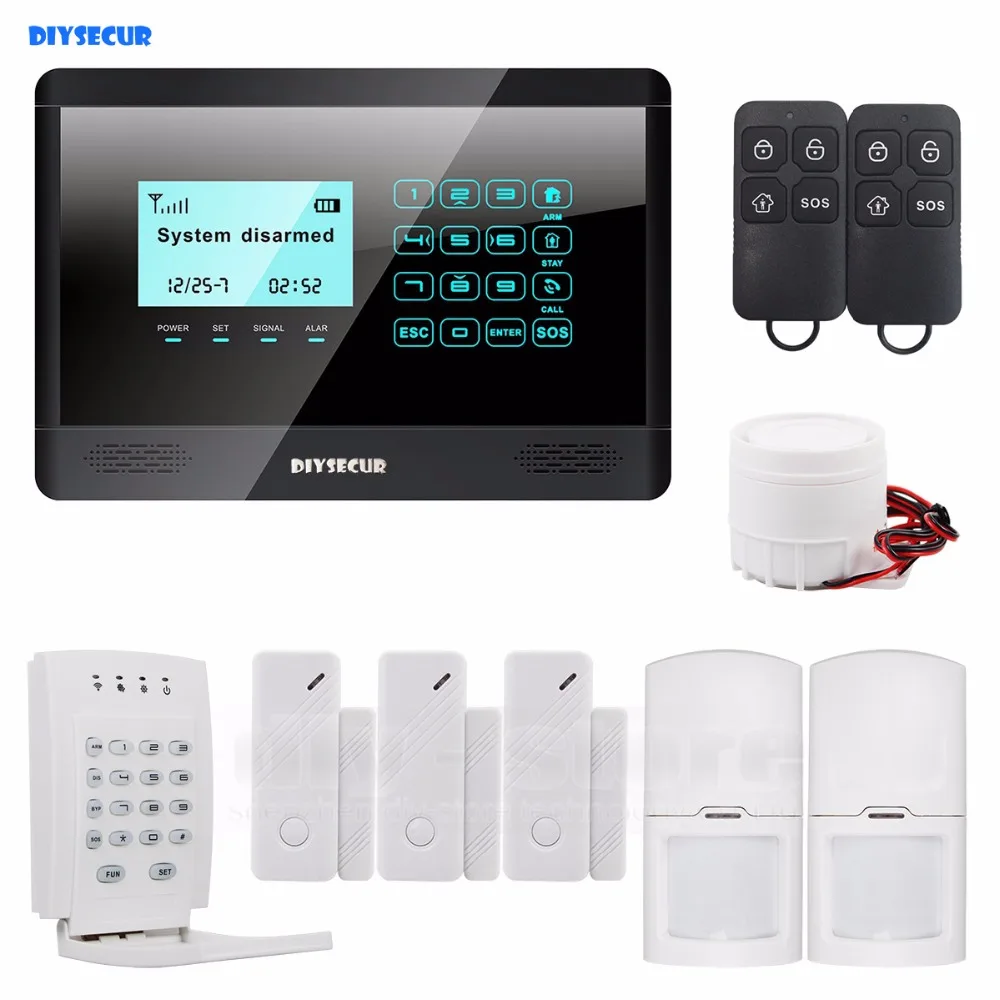 Diysecur Wireless Gsm Sms Text Touch Keypad Home House Alarm System Touch Screen High Quality