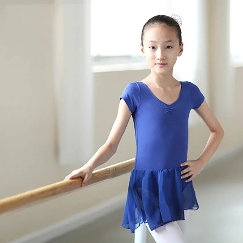 Girls Ballet Clothes Short Sleeve 4 Color Gymnastic Leotard Swimsuit ...