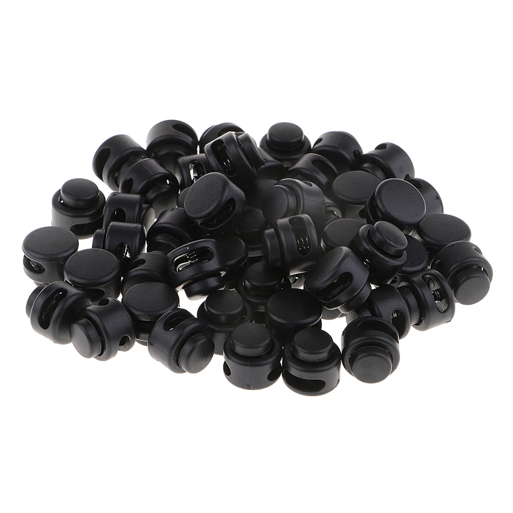 50 Pieces Plastic Toggle Spring Clasp Stops Double Holes String Cord ...