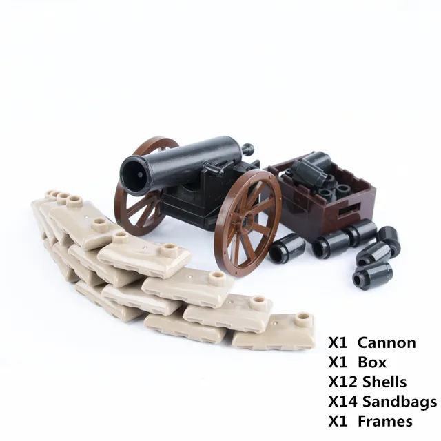WW2 Military Weapons Building Blocks Cannon Sandbag Box Medieval ...