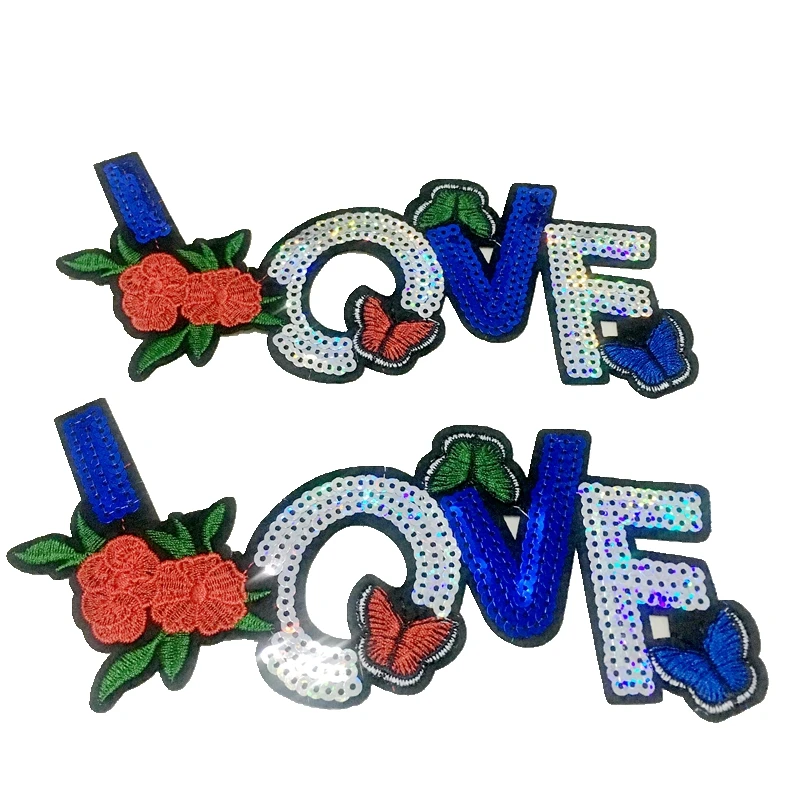 Parches de lentejuelas de amor de flores para ropa, parches para ...