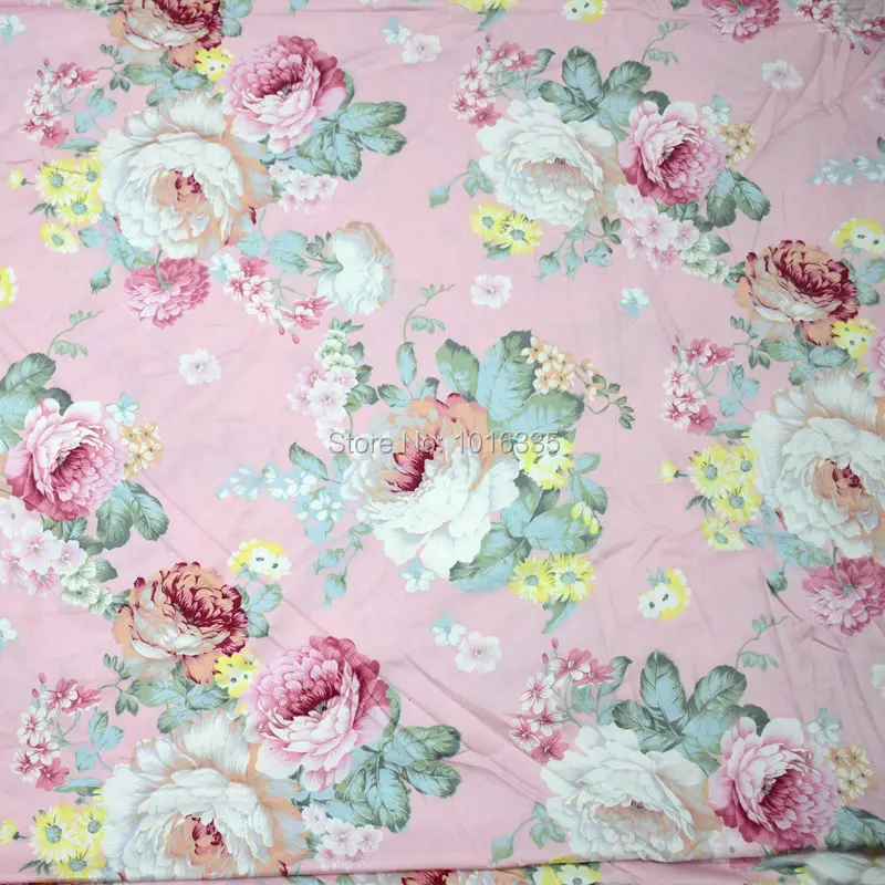 2016 Big Pink rose printed 100% cotton twill fabric diy handmade ...