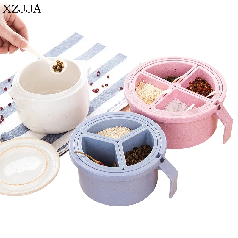 XZJJA Wheat Straw Kitchen Condiment Storage Boxes Multifunction Kitchen ...