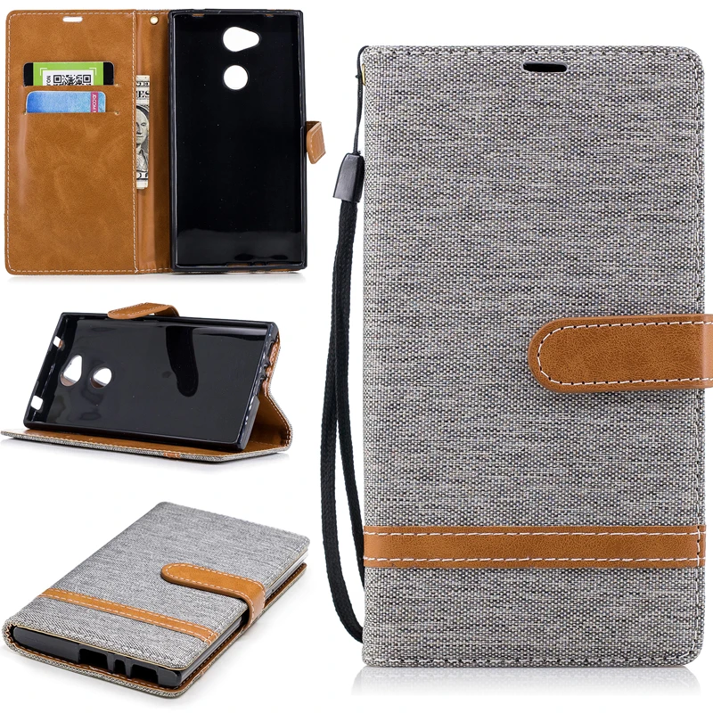 Wholesale Cowboy Jean & Pu Leather Cases For Sony Xperia L2 Kickstand ...