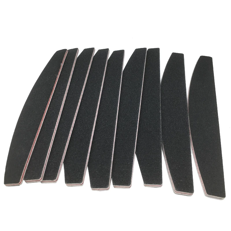 10pcs/lot 100/180 Black Nail Art Files Slim Sanding Nail Buffers Polish ...