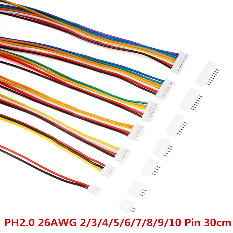 20PCS / 10Sets JST 2.0 PH Connector Male Female PH2.0 2/3/4/5/6/7/8/9 ...