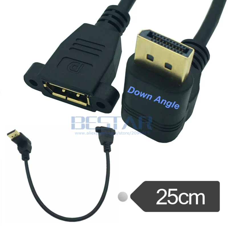 0.3m Gold DisplayPort DP Male Up & Down & Left & Right 90 Degree Angle ...