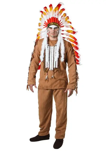 Adult Indiana Cosplay Costume Male Cacique Clothes Halloween Indian ...