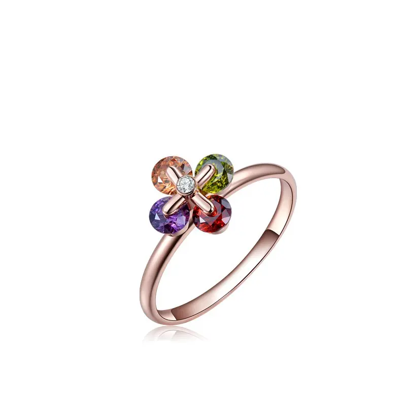 High Quality Multicolor Aaa Cubic Zircon 4 Stone Prong Setting Rings