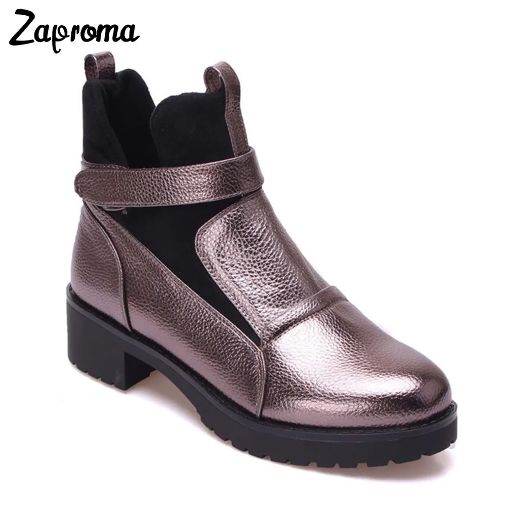 Shiny Crushed 2018 Short Flat Boots Fashion Ankle Strap Women Spring ...