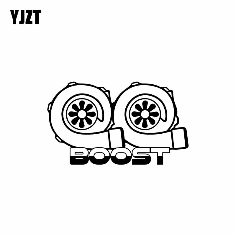 YJZT 16CM*9.4CM Vinyl Decal Car Sticker Boost Turbo Black Silver C10 ...