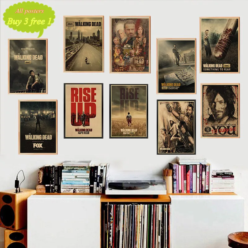 The Walking Dead Season 7 retro Kraft Posterv Wall Sticker Home Bar ...