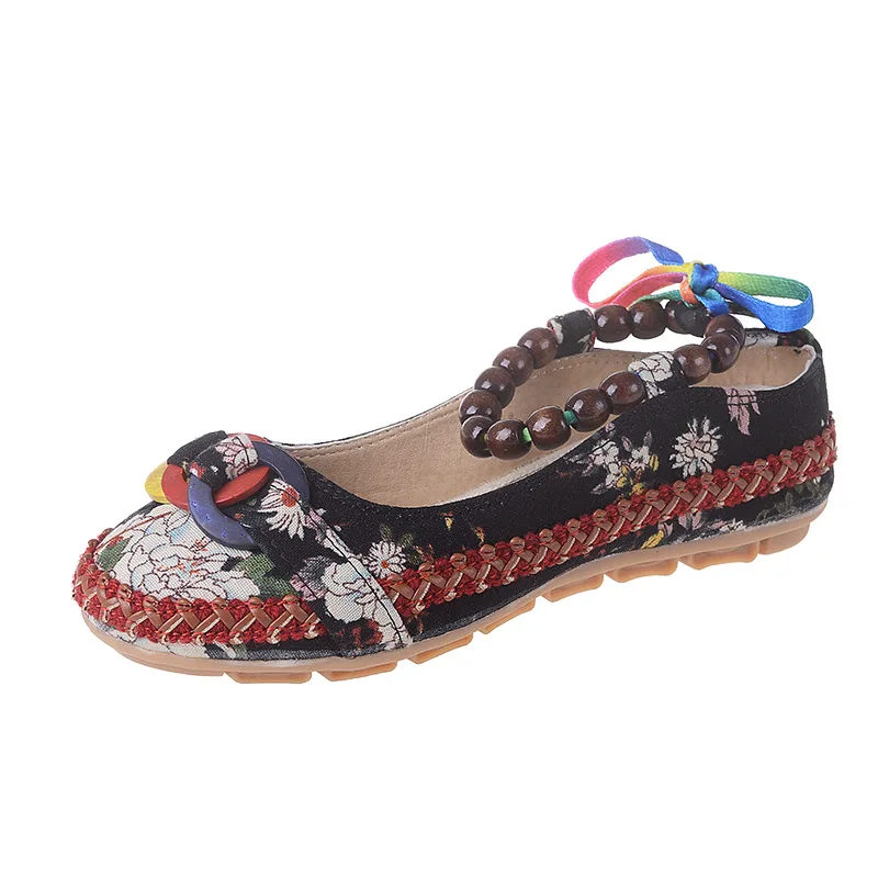 Vintage Beaded Woven Lace Shoes Folk Style Shoes Asakuchi.|folk shoes ...