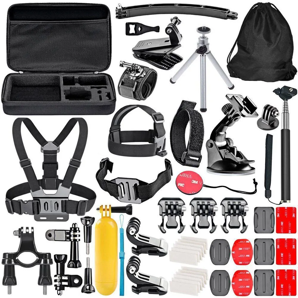SOOCOO 4K Action Camera Accessories 50 in 1 Gopro Bundles with Chest ...