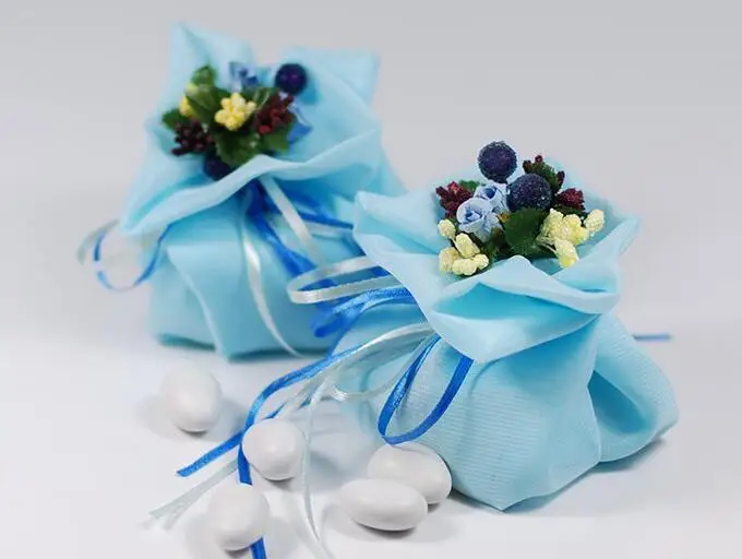 Light Blue Draw String Bag Wholesale 50pcs/lot Chocolate Gift Bag ...