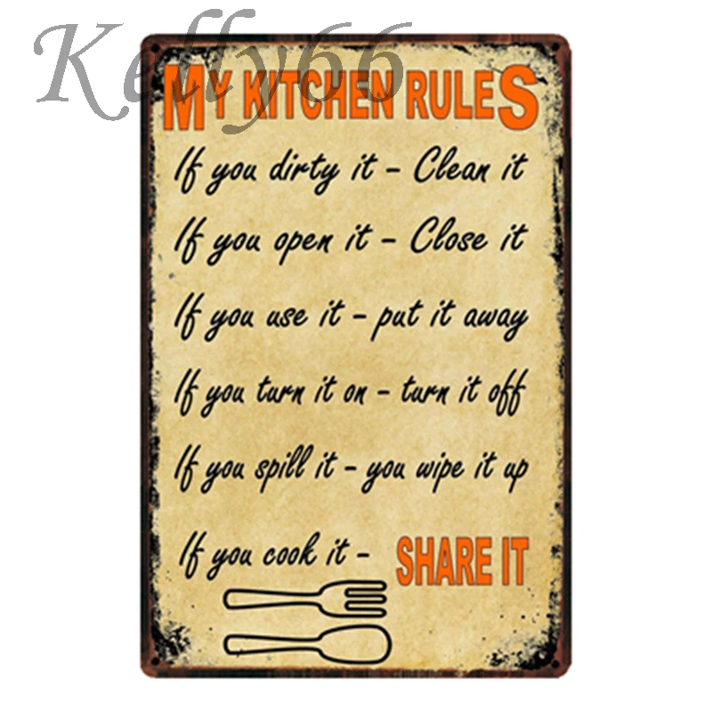 Kelly66 cartel de hojalata My Kitchen Rules, cartel de Metal ...