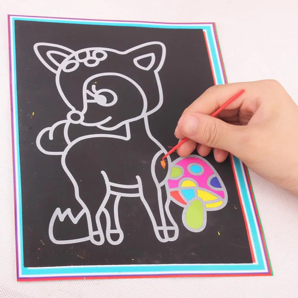 10pcs 13x9.4cm Two in one Magic Color Scratch Art Paper Coloring Cards ...