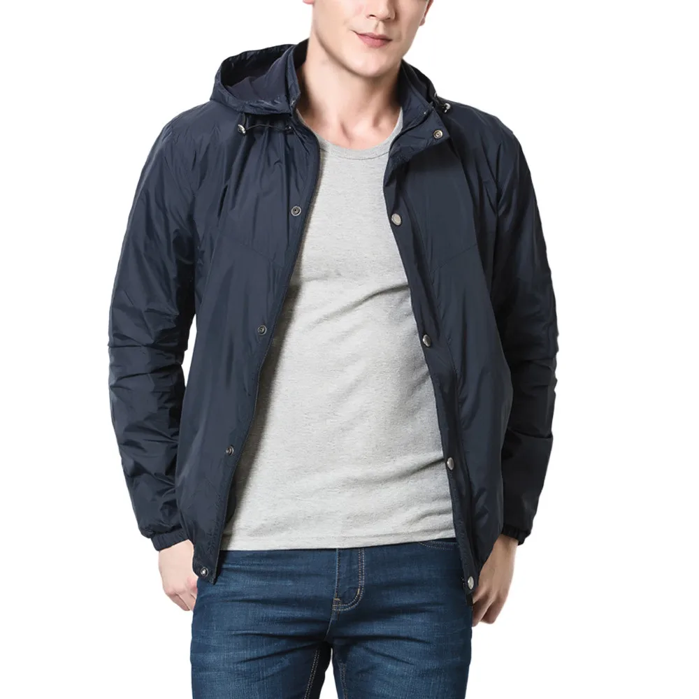 Autumn Winter Warm Jacket Mens Waterproof Splicing Pullover Jumper Long ...