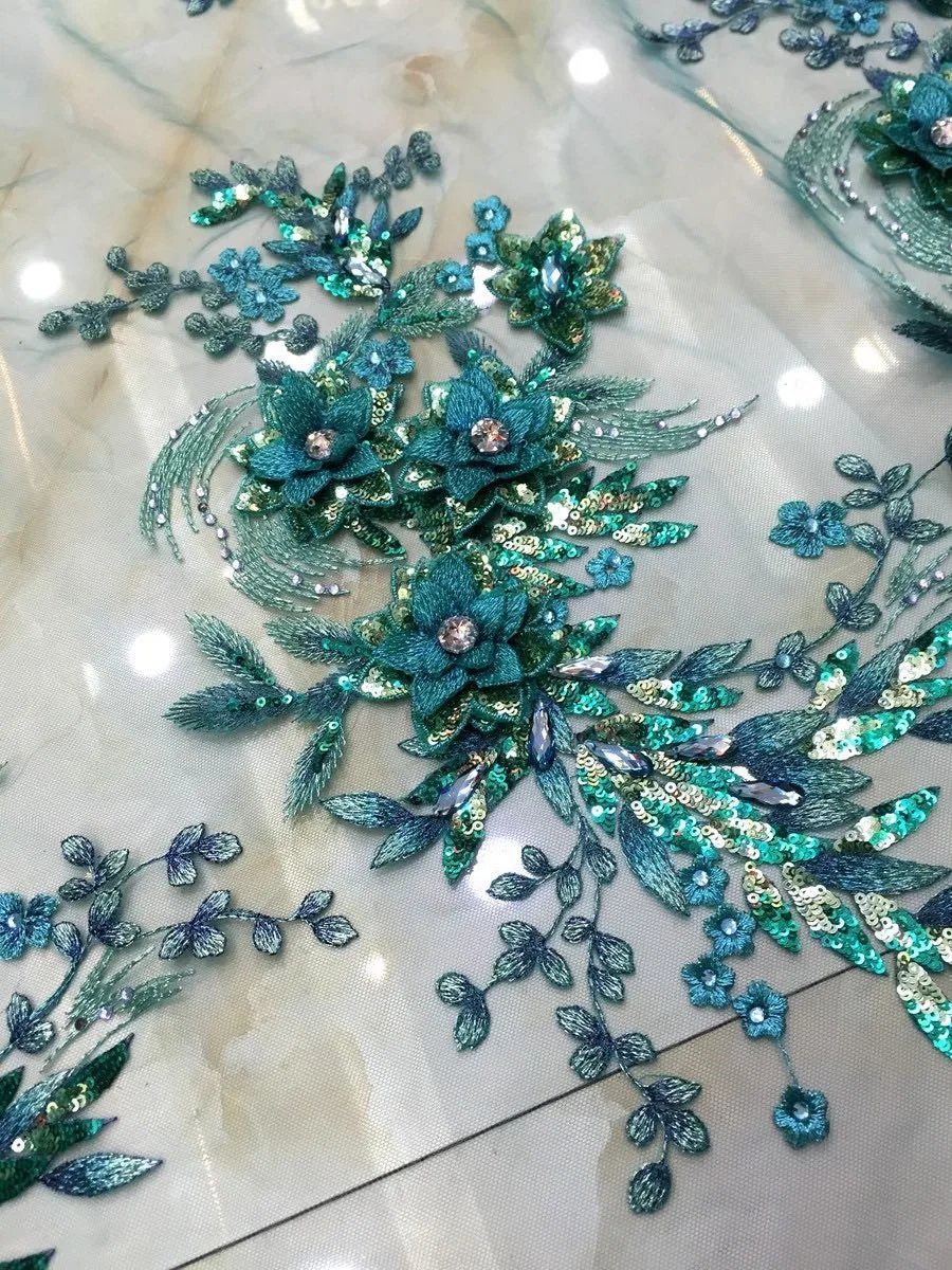 Роскошная дизайнерская французская кружевная ткань с бисером африканская 3d Цветочная блестка