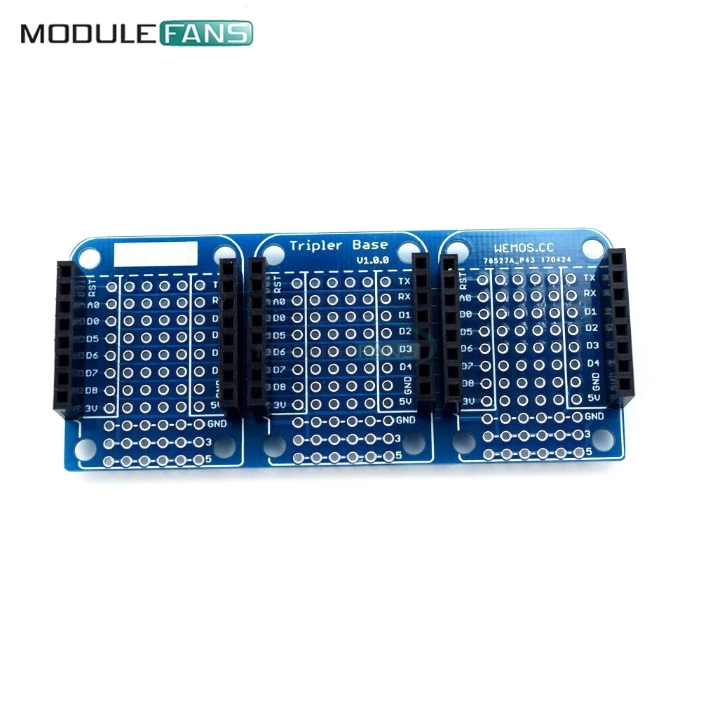 Kits de développement Semiconducteurs, transistors Wemos Triple Base Socket Shield pour wemos D1 ...