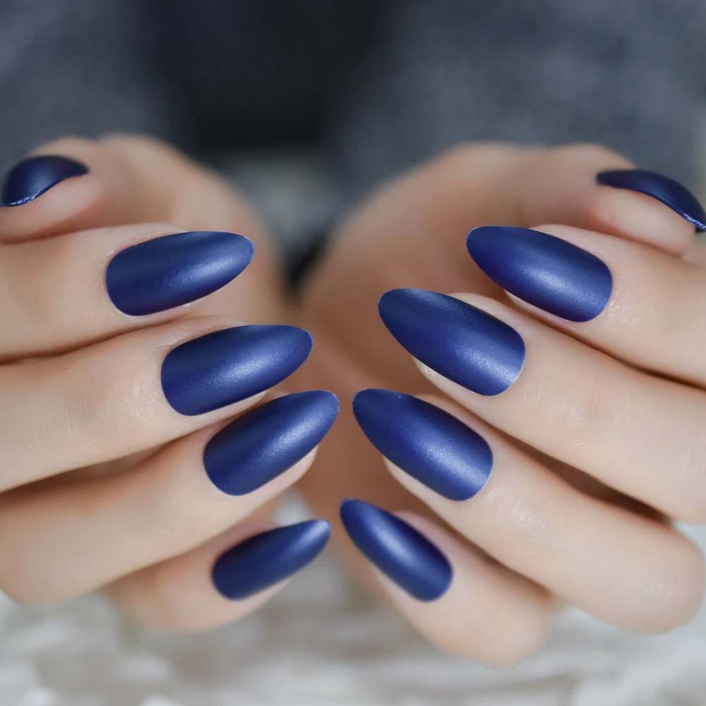 Dark Blue Stiletto Nails