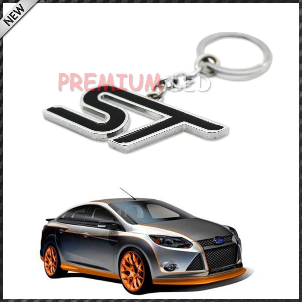 1pc Chrome Finish ST Key Chain Fob Ring Keychain For Ford Focus Fiesta ...