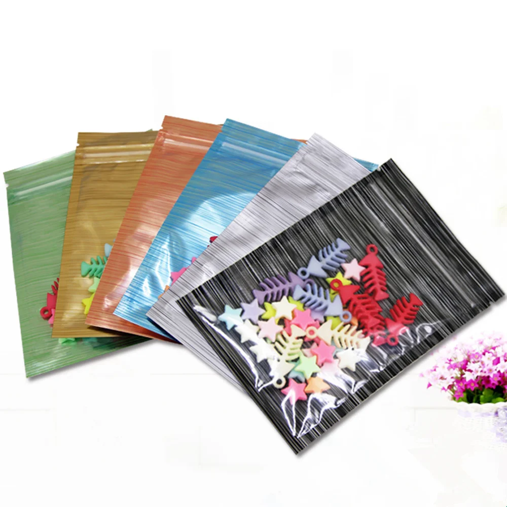 100Pcs Colorful Clear Aluminum Foil Zip Lock Packaging Bags with ...