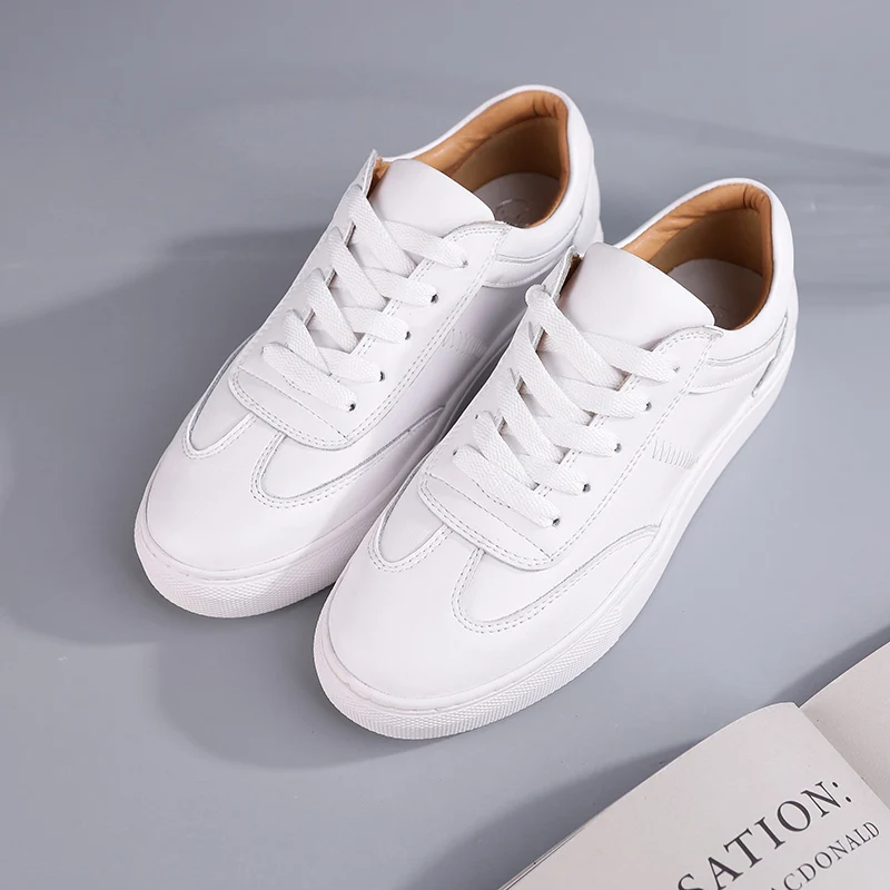 LVABC/женские белые кроссовки из натуральной кожи на плоской подошве ...
