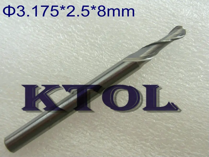 3.175x2.5x8mm 2 Flute CNC Wood Router Bit Ball Nose End Mill Cutter, 3D ...