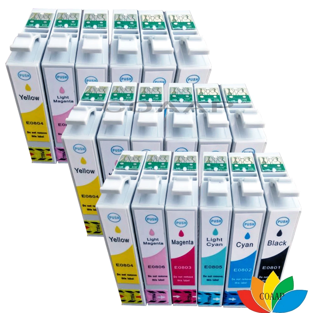 Cartucho de tinta Compatible con epson stylus photo r265, t0801, t0806 ...