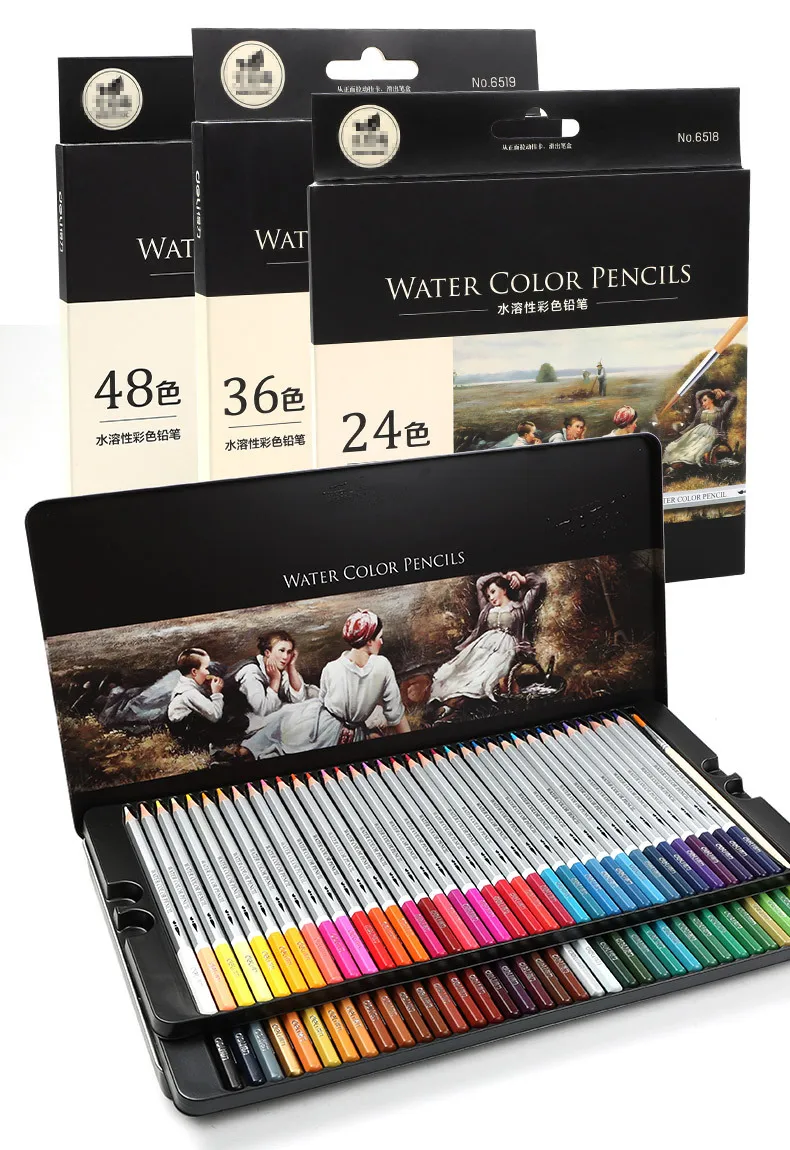 Crayons de couleur,Crayon de couleur à l'eau, disponible en 24-36-48-72 ...