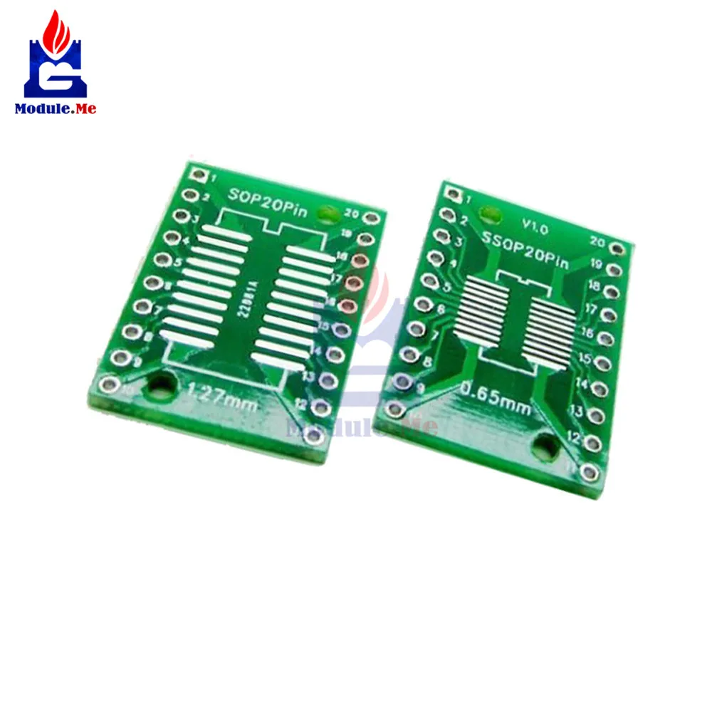 10pcs Sop20 Ssop20 Tssop20 To Dip20 Pitch 0 65 1 27mm Ic Adapter Pcb