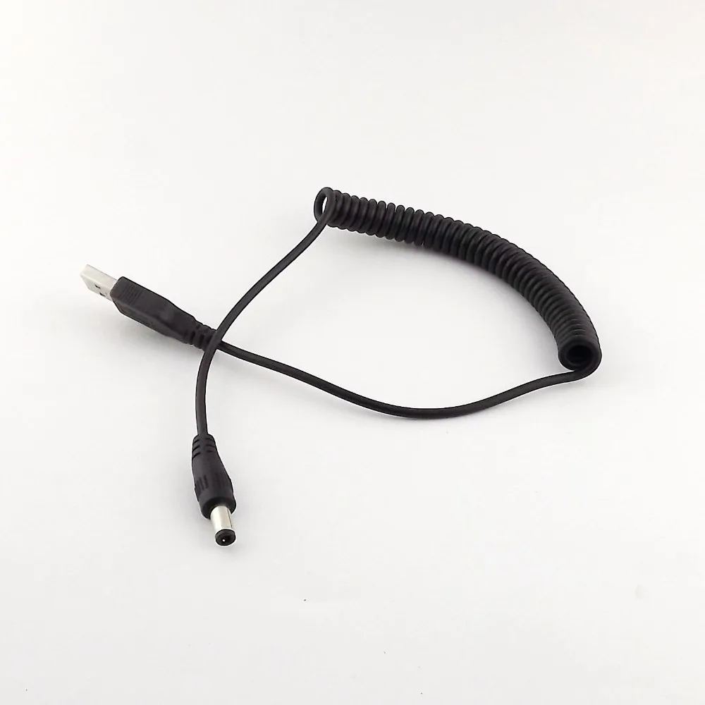 1pcs USB A Male To 5.5 x 2.5mm Male DC Power Coiled Spiral Charger ...