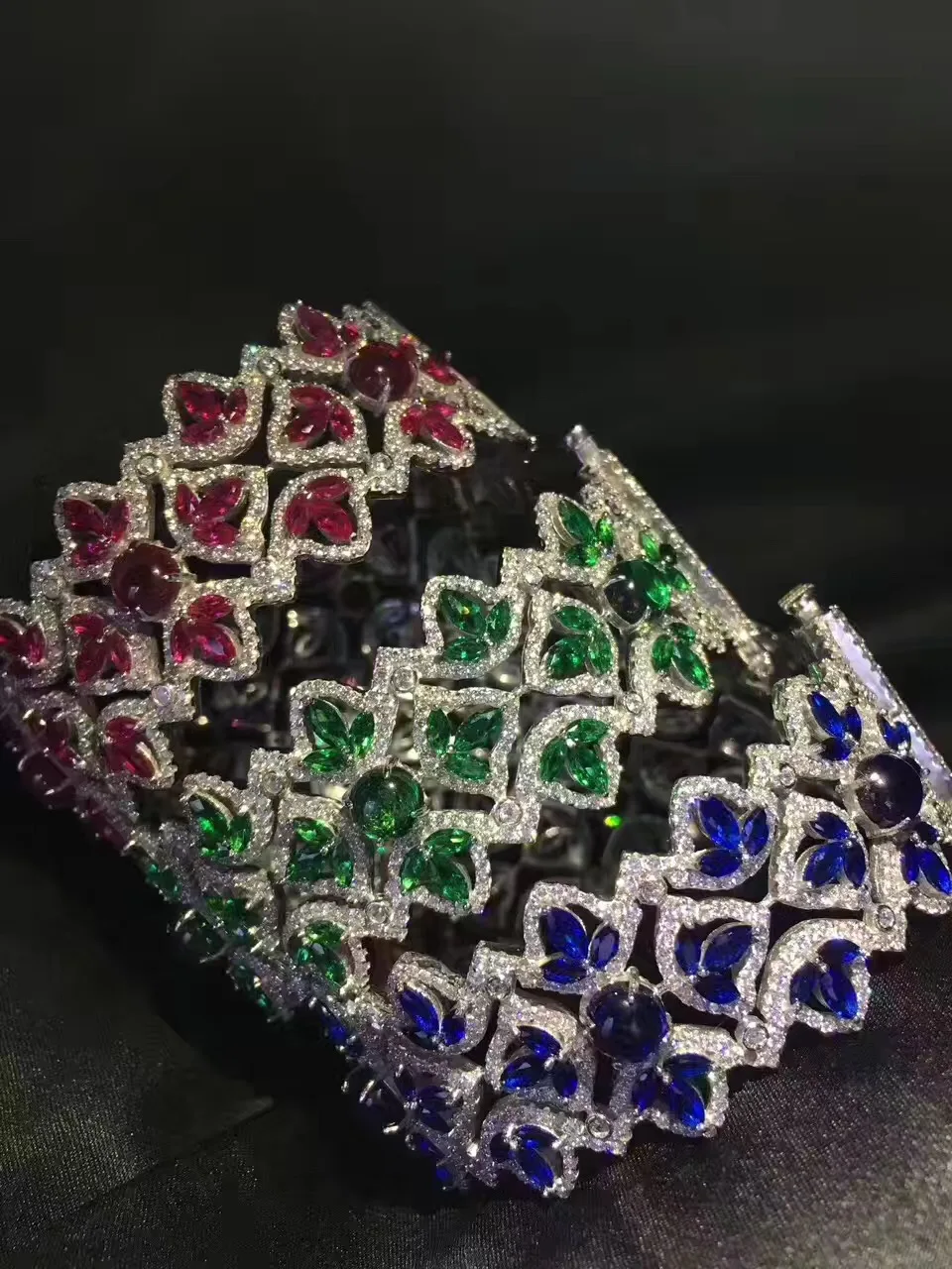 party bangle green red color 925 sterling silver with cubic zircon ...