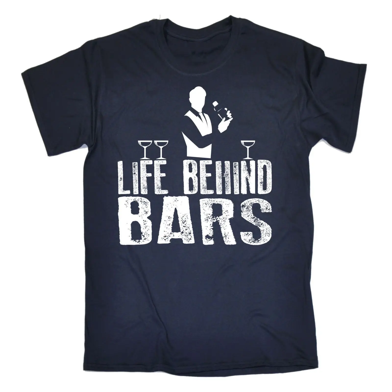 Life Behind Bars Bartender MENS T SHIRT Tee Funny Birthday Hotel Pub ...