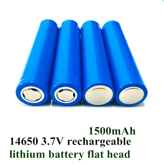 10pcs 14650 3.7V 1500mah rechargeable lithium battery flat head for LED ...