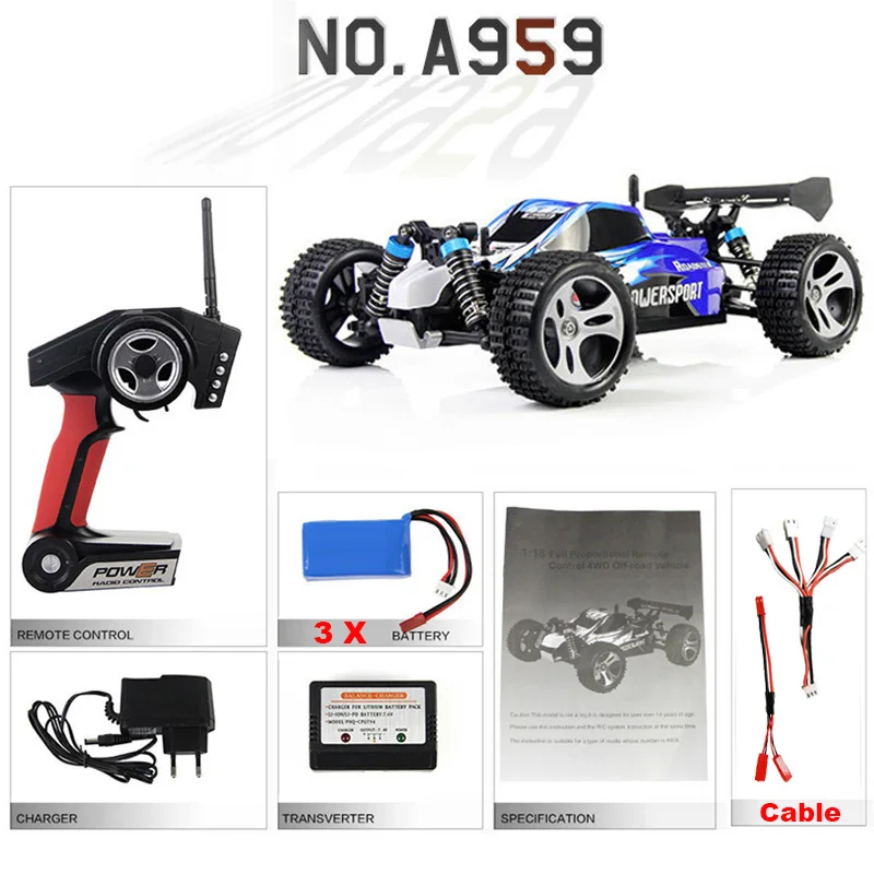 A959 1:18 2,4G RC автомобиль 4WD Радиоуправляемый автомобиль дистанционного управления багги ...