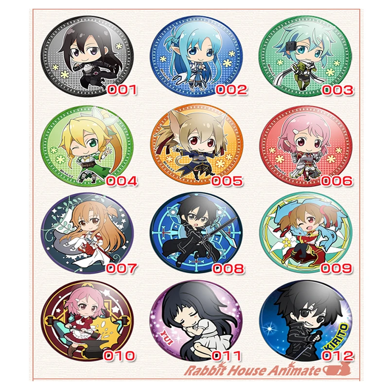 Insignia de Anime de 58MM, 1 piezas, Sword Art Online II, Yuuki, Asuna ...